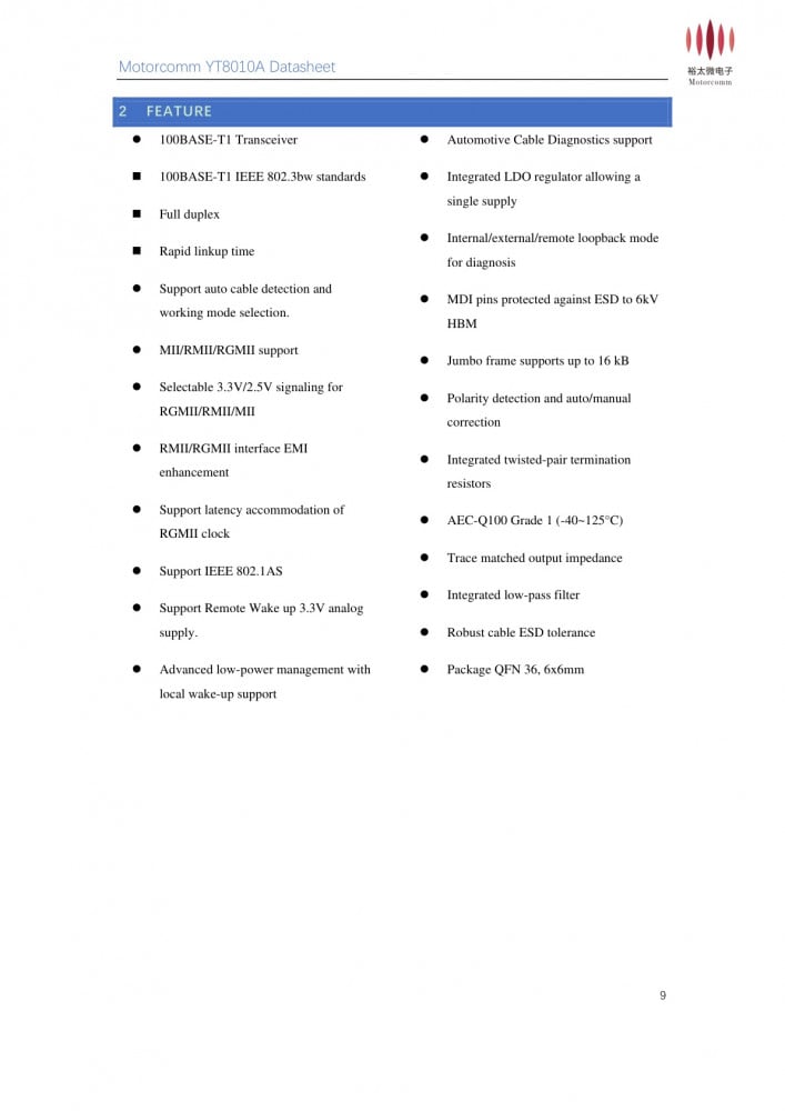 YT8010A datasheet page 9