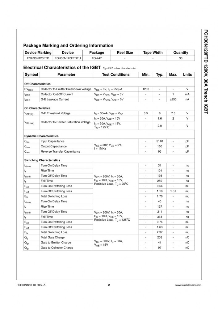 FGH30N120FTDTU datasheet page 2