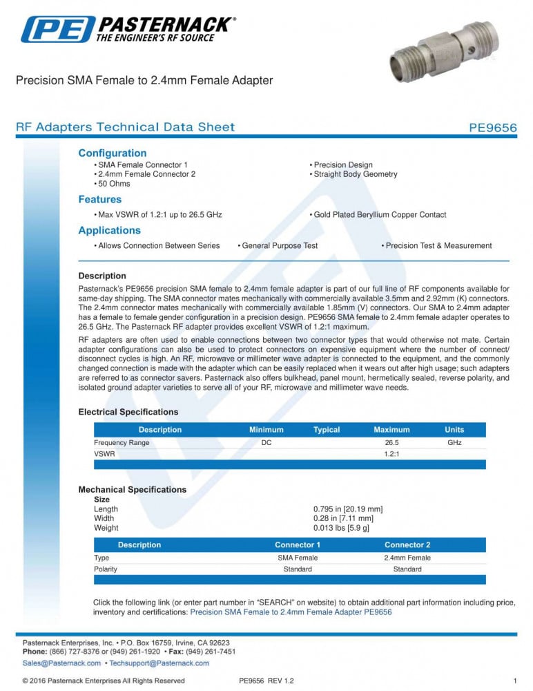 PE9656 technical document page 1