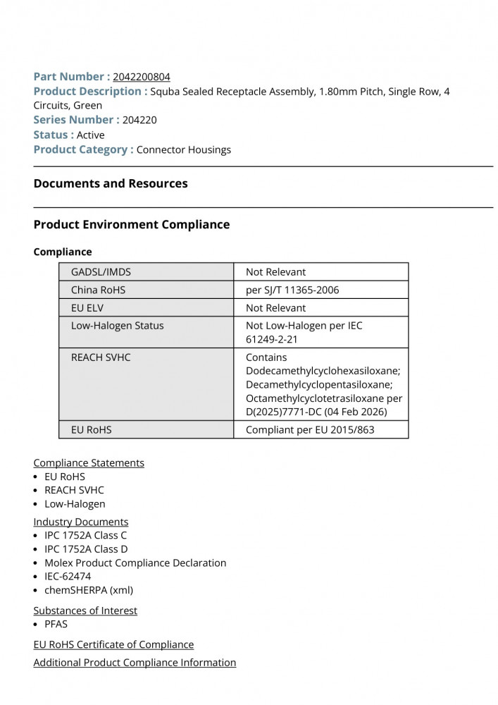 MOLEX 2042200804 product document image 1