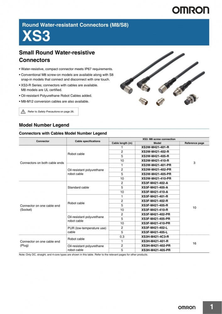 OMRON XS3 technical document page 1
