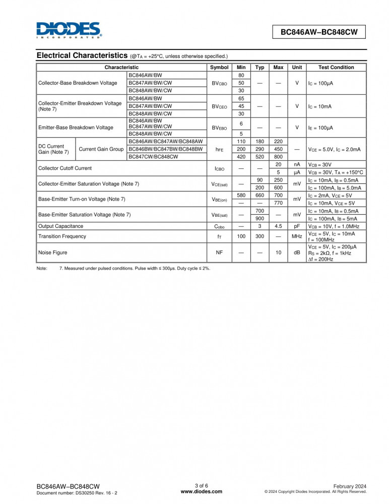 BC847BW-7-F datasheet page 3