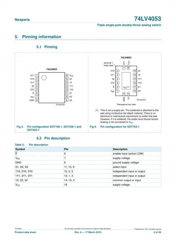 74LV4053 datasheet page 4