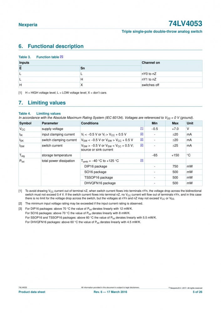 74LV4053 datasheet page 5