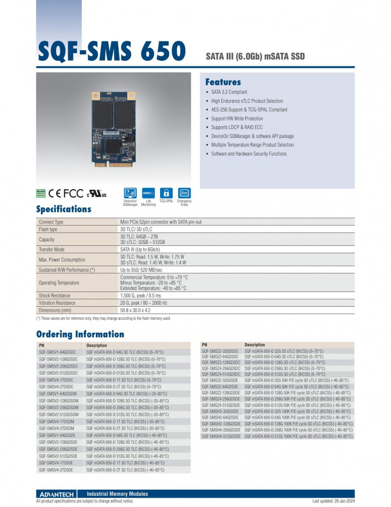 SQF-SMS 650 product document preview