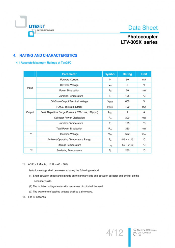 LTV-305X datasheet page 5