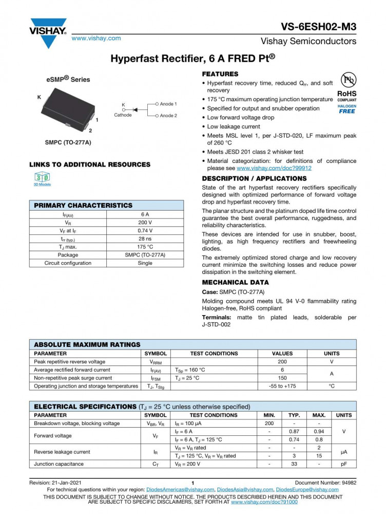 VS-6ESH02-M3/8 datasheet page 1