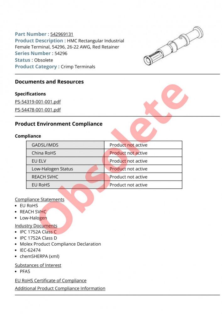 MOLEX 542969131 product documentation image 1