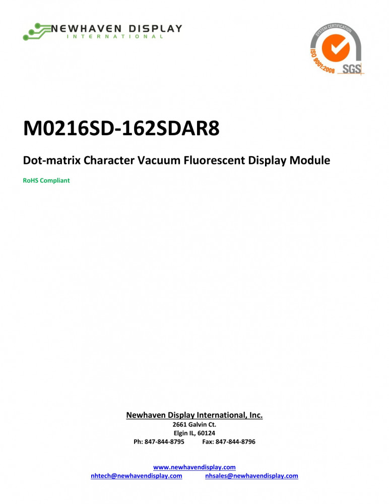 M0216SD-162SDAR8 datasheet page 1