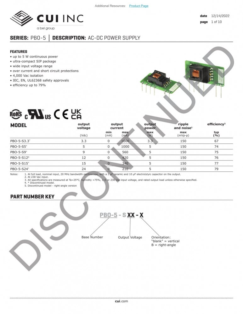 PBO-5-S5-B datasheet page 1