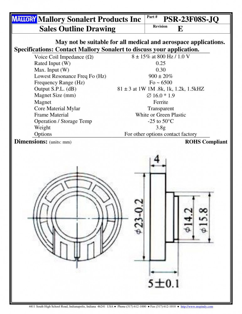 PSR-23F08S-JQ sales outline drawing