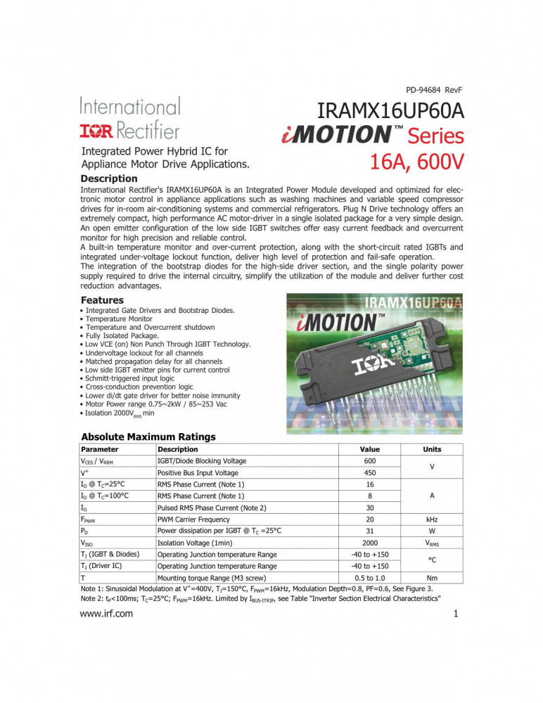 IRAMX16UP60A-2 datasheet page 1