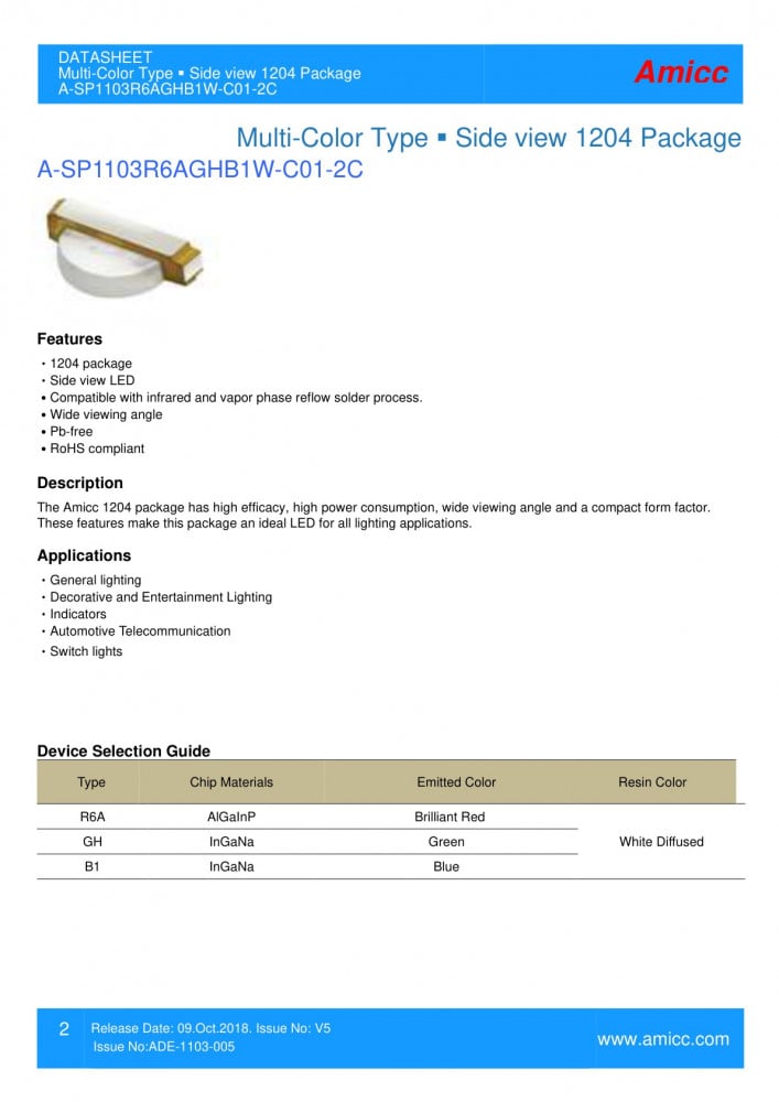 A-SP1103R6AGHB1W-C01-2C datasheet page 2