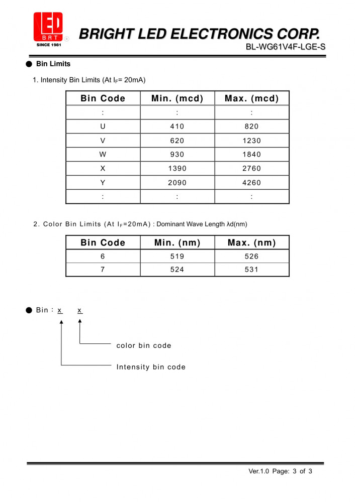 BL-WG61V4F-LGE-S datasheet page 3