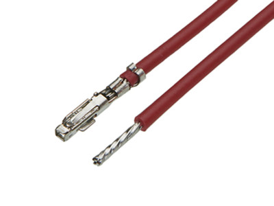 Pre-Crimped Lead iGrid-Female-to-Pigtail, Gold (Au) Plating, 450.00mm Length, 24 AWG, Red