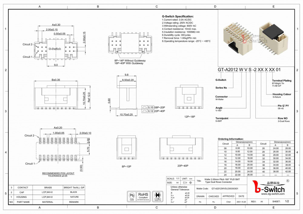 GT-A2012WVS-216SBT01 manufacturer drawing page 1