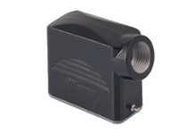 Heavy-Duty High Performance-Harsh Environment (HP-HE) Screw Locking Hood, Zinc Alloy, Top Entry, Size 10B «57x27», M32 Thread, Black