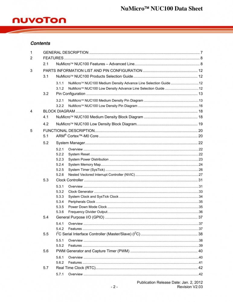 NUC100 datasheet page 2