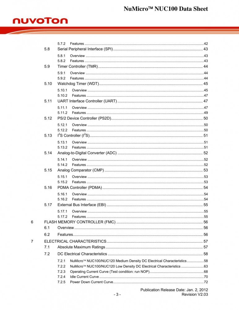 NUC100 datasheet page 3