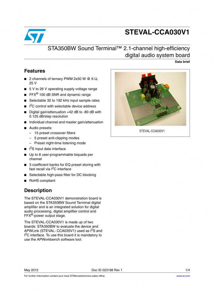 STEVAL-CCA030V1 technical document page 1