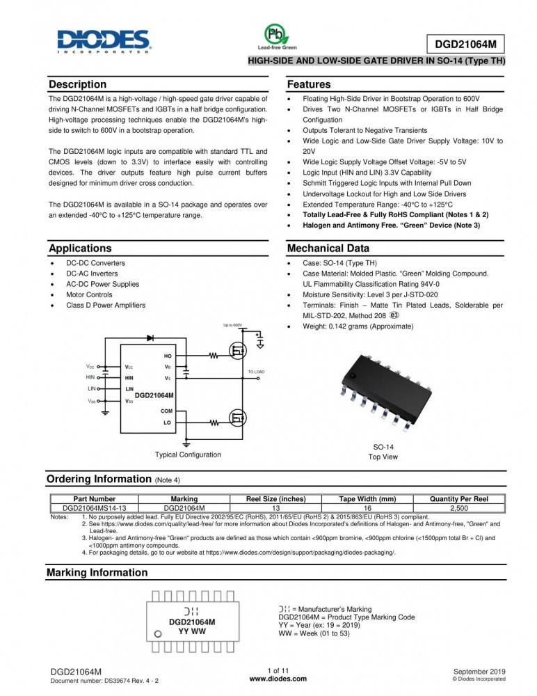 DGD21064M datasheet page 1