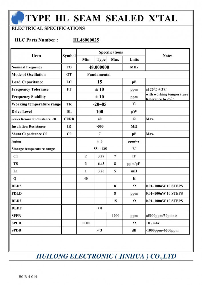HL48000025 specification page 2