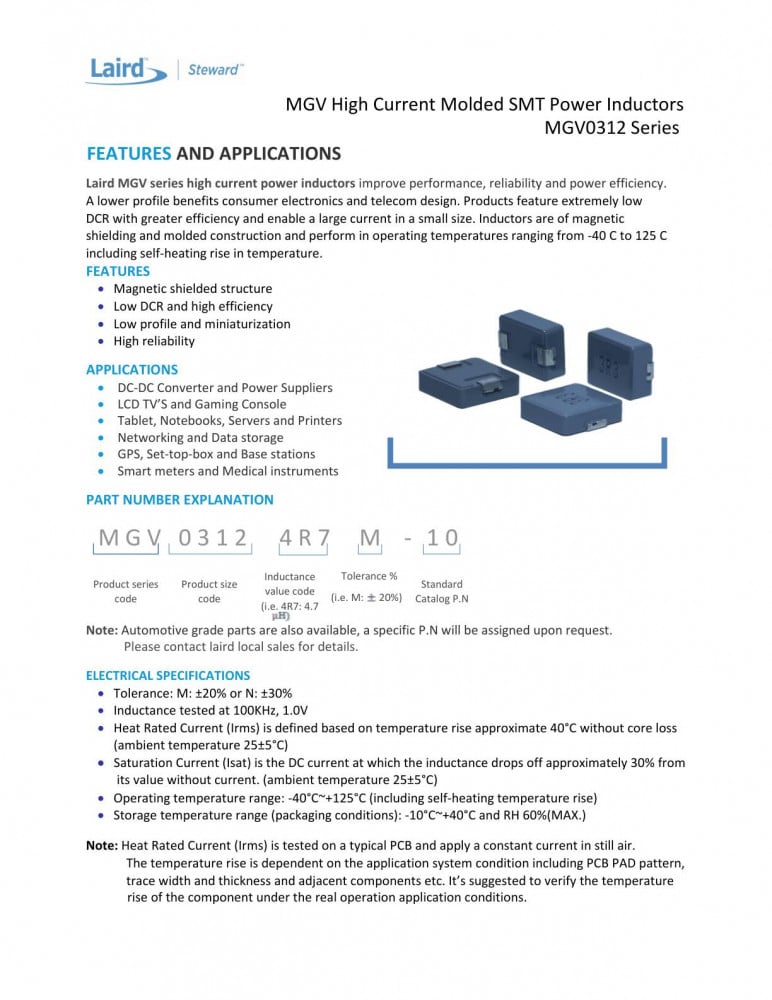 Laird MGV0312 datasheet page 1