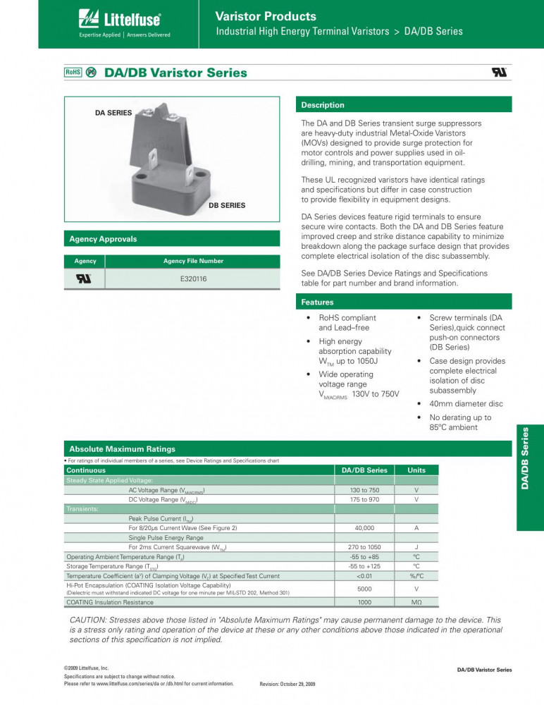 V251DB40 datasheet page 1