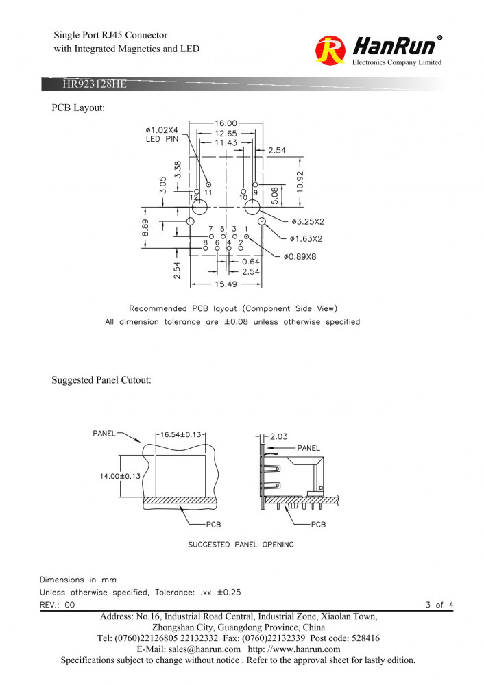 HR923128HE datasheet page 3