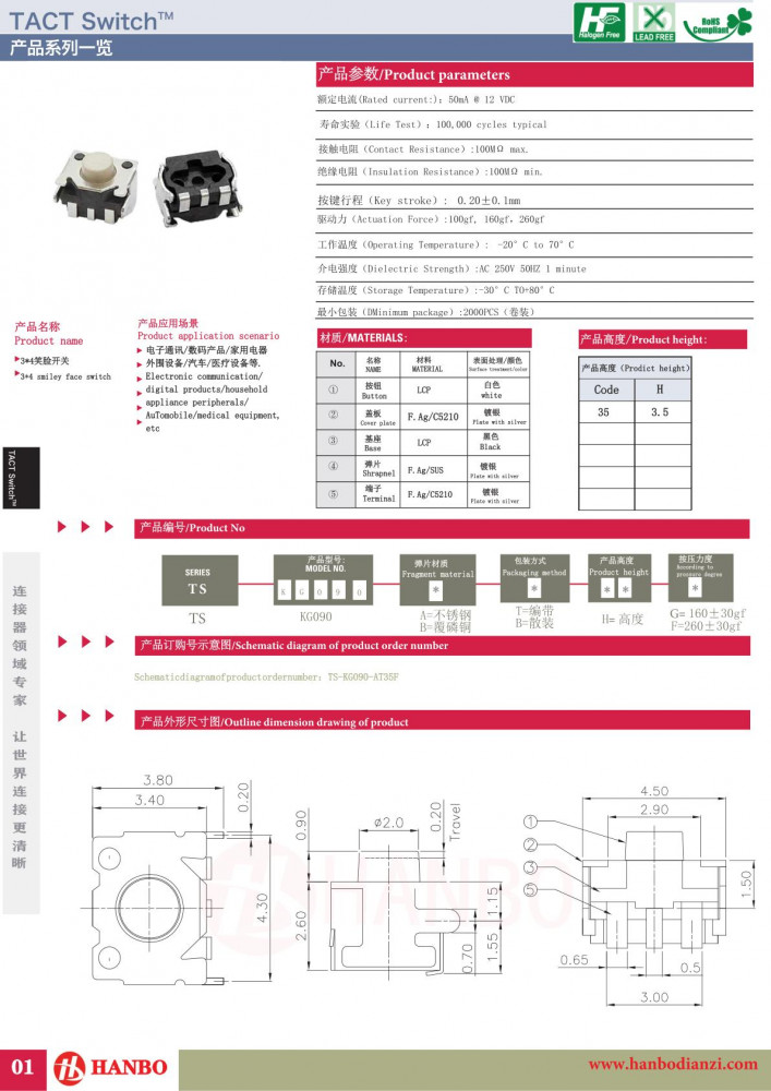 TS-KG090-AT35F product specification page 1