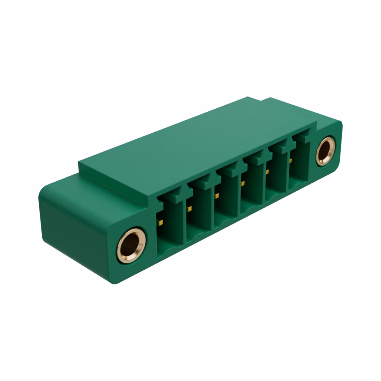 3.50mm Pitch Eurostyle Right-Angle PCB Header, with Threaded Retention Inserts, Green Housing, Gold (Au) Plated, 6 Circuits for sale