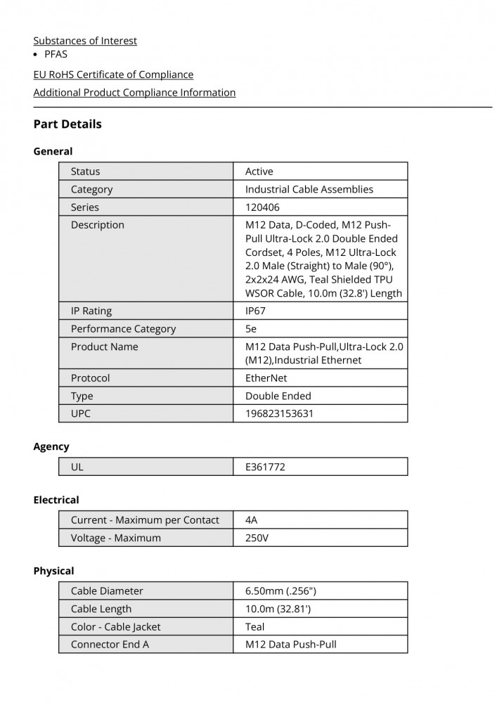MOLEX product drawing page 2 for series 120406