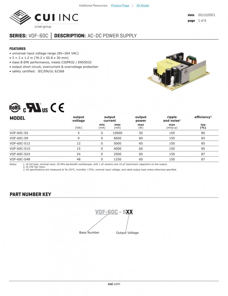 VOF-60C technical document page 1
