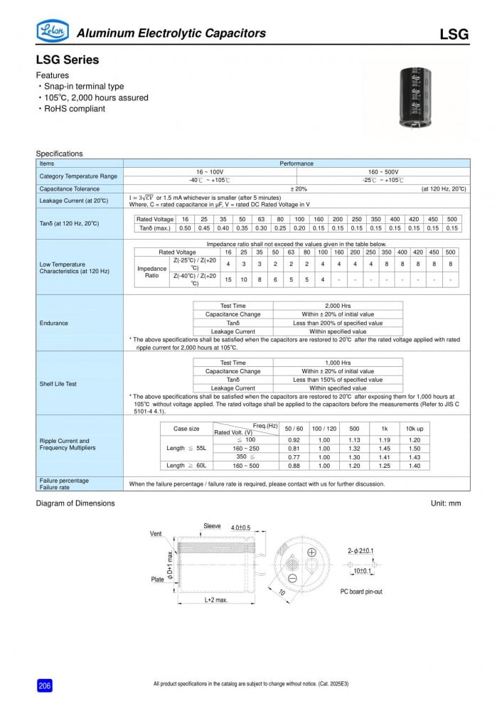 Lelon LSG datasheet page 1