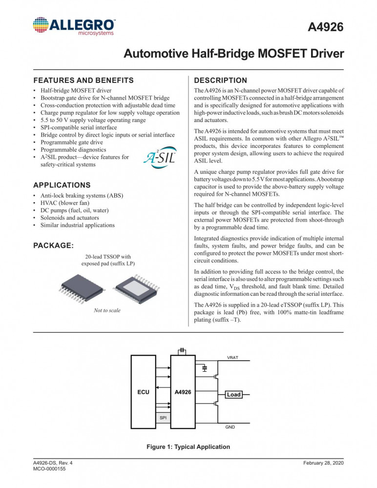 A4926 datasheet page 1