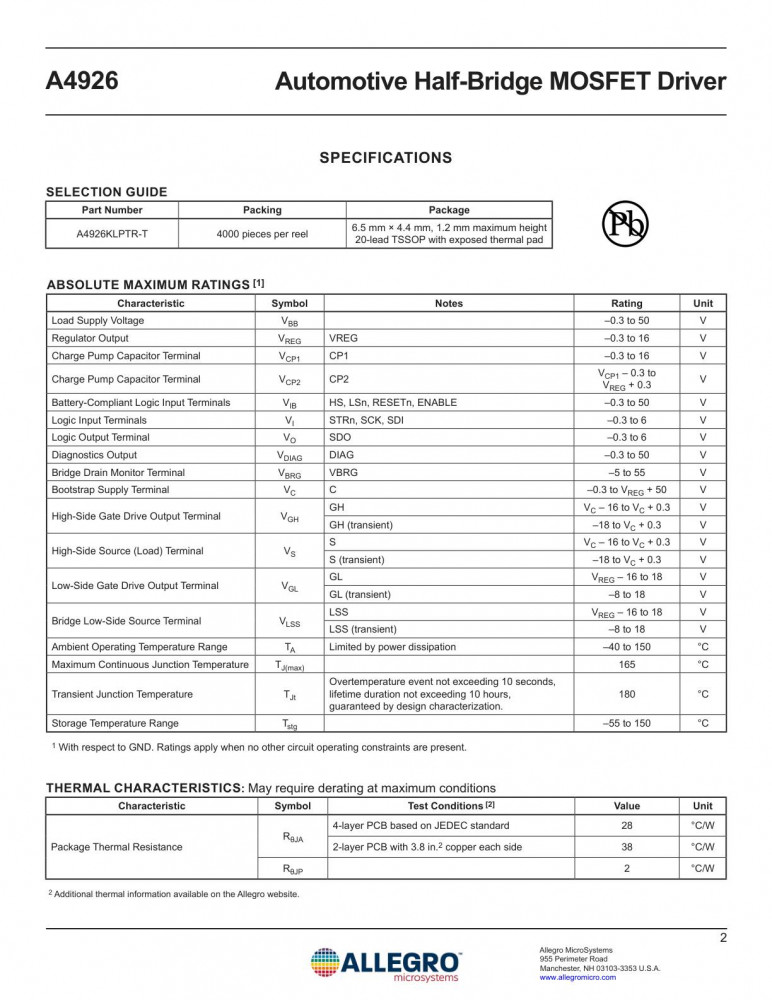 A4926 datasheet page 2