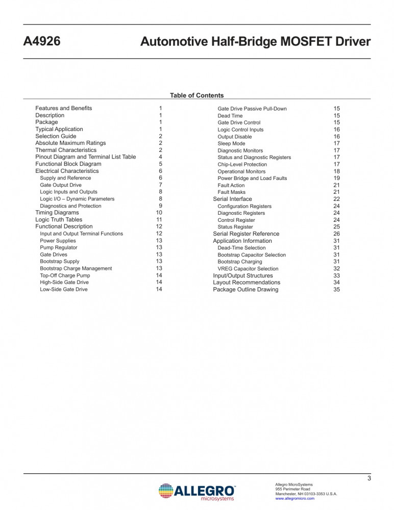 A4926 datasheet page 3