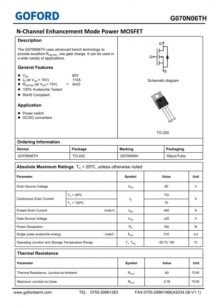 G070N06TH datasheet page 1
