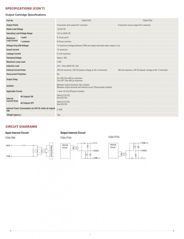 FC6A digital I/O cartridge technical document page 2