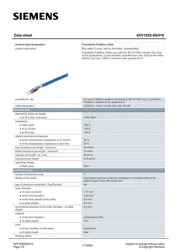 6XV18305GH10 technical document page 1