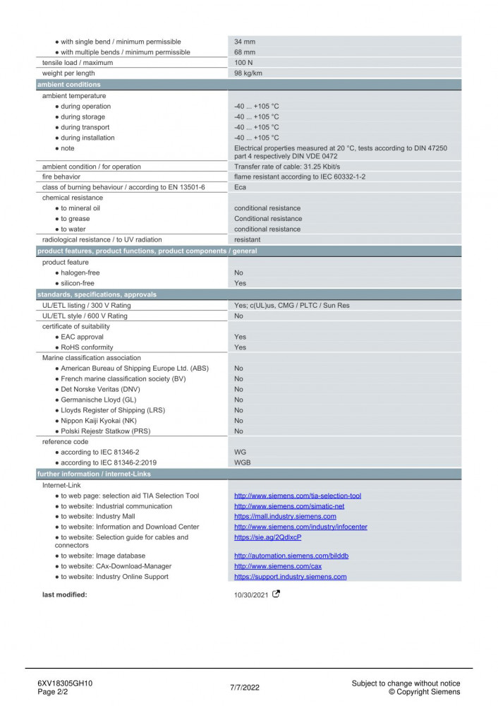 6XV18305GH10 technical document page 2