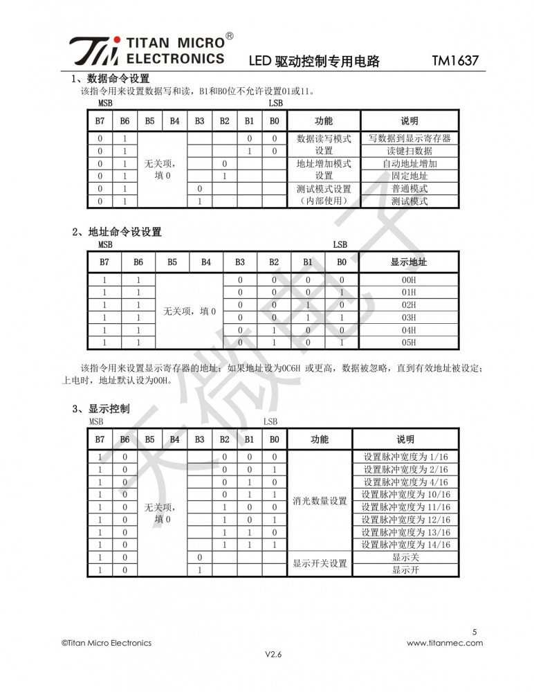 TM1637(TA2007) datasheet page 5