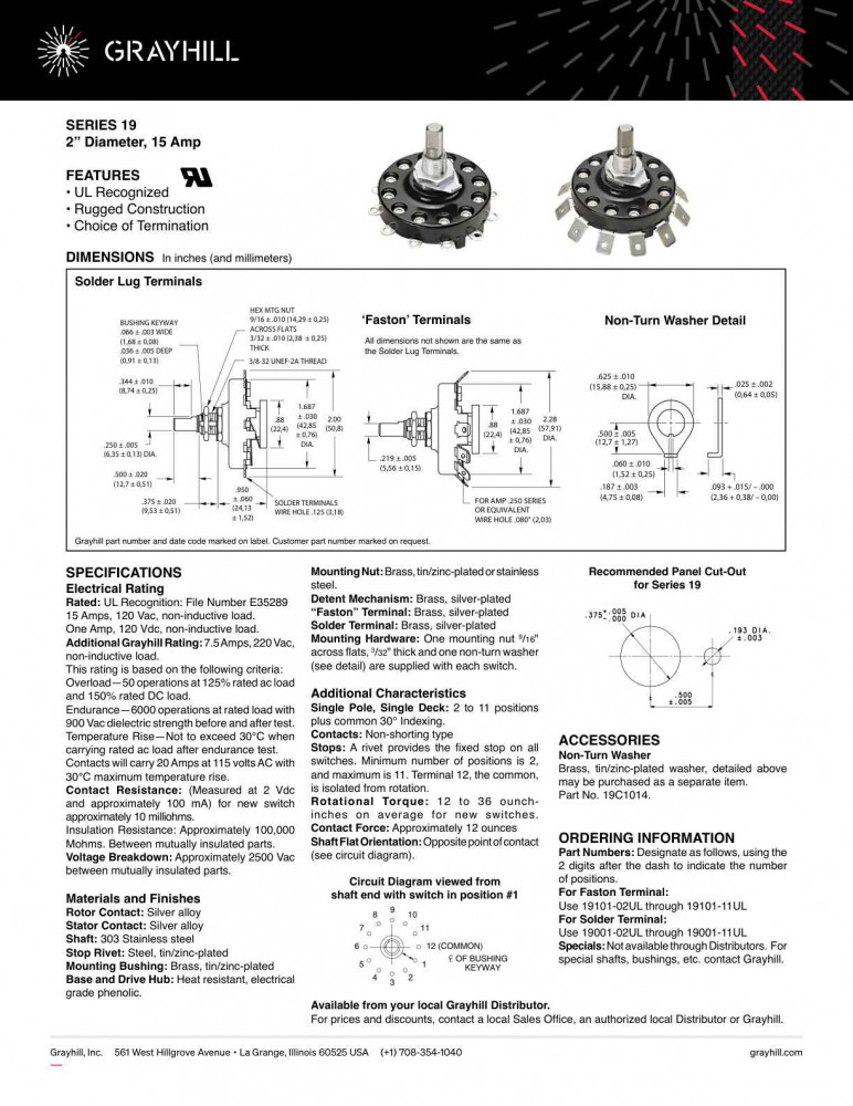 Grayhill Series 19 technical document preview