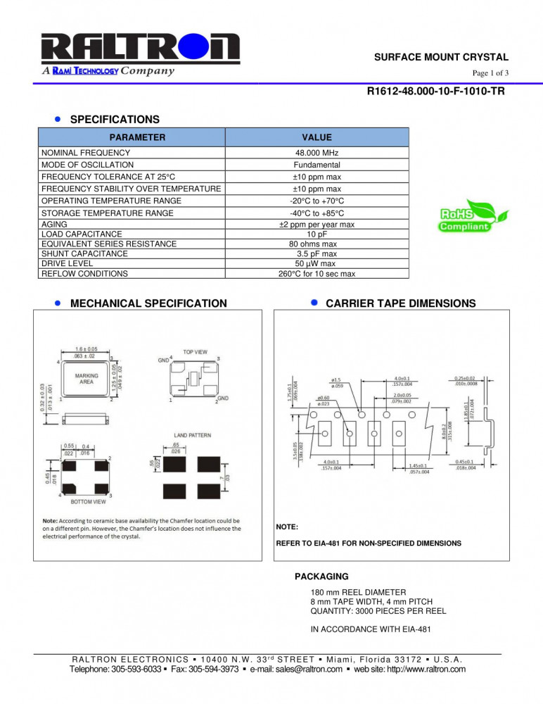 R1612-48.000-10-F-1010-TR datasheet page 1