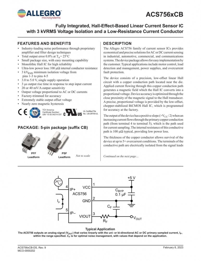 ACS756 datasheet page 1