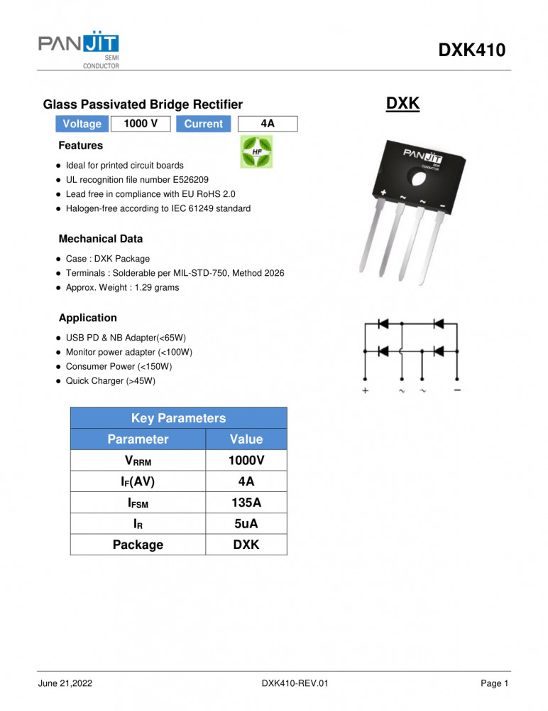 DXK410 datasheet page 1