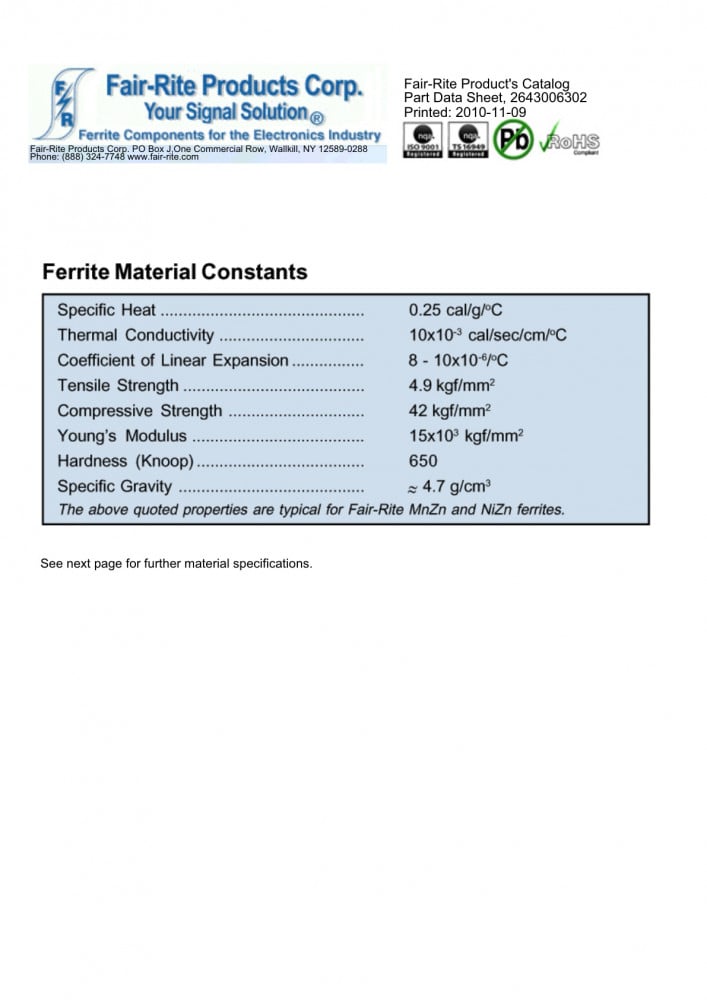 Fair-Rite 2643006302 datasheet page 3