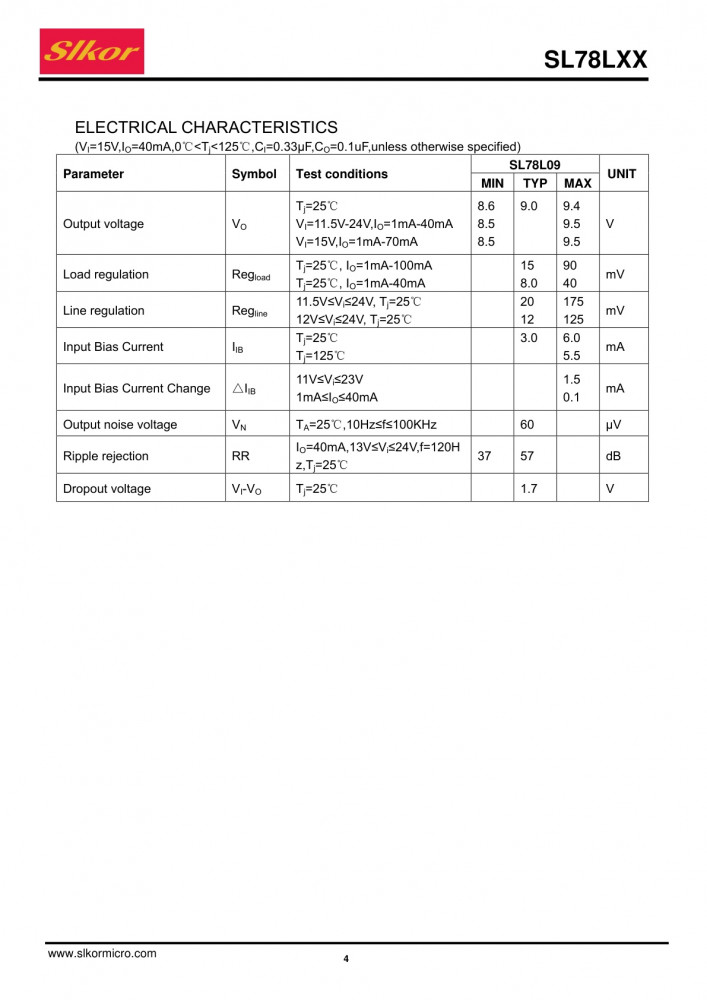 SL78L33 datasheet page 4