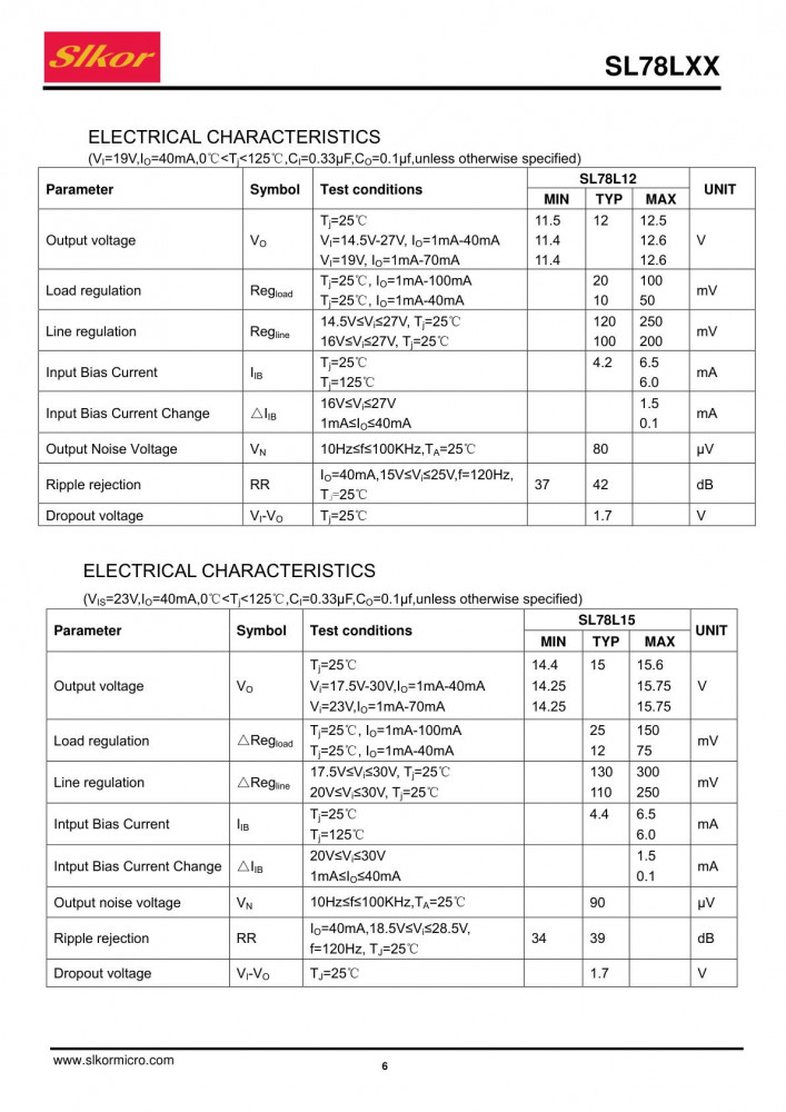 SL78L33 datasheet page 6