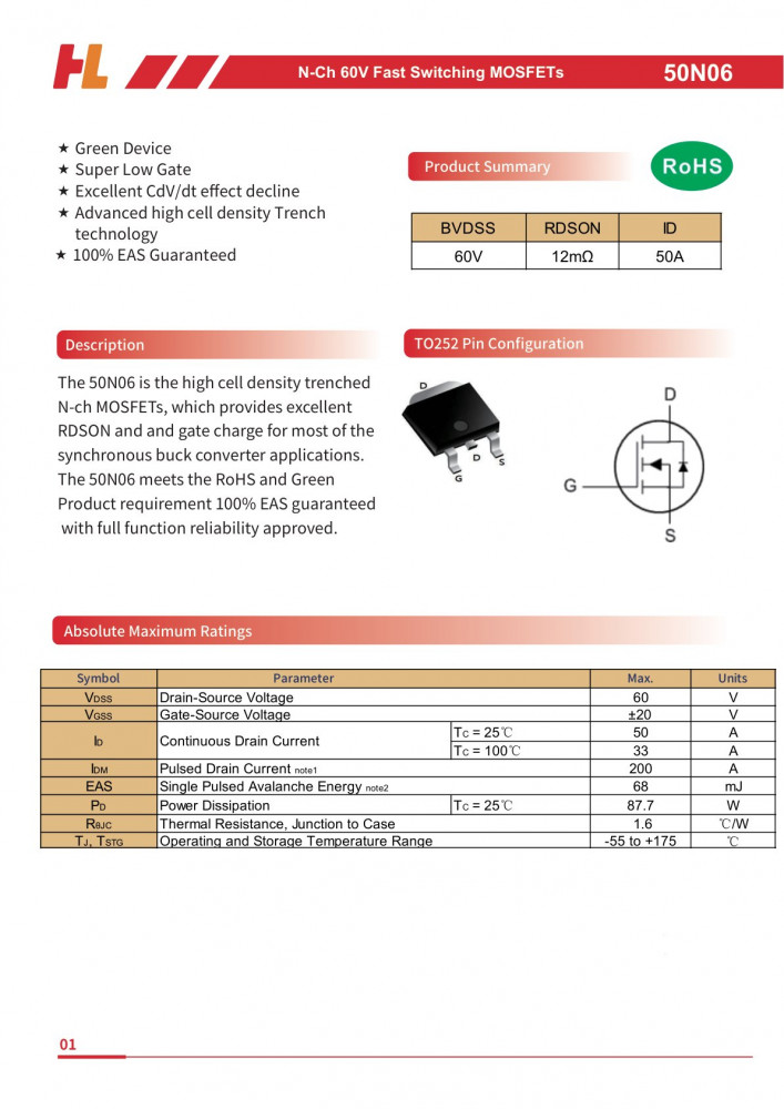 50N06 datasheet page 1